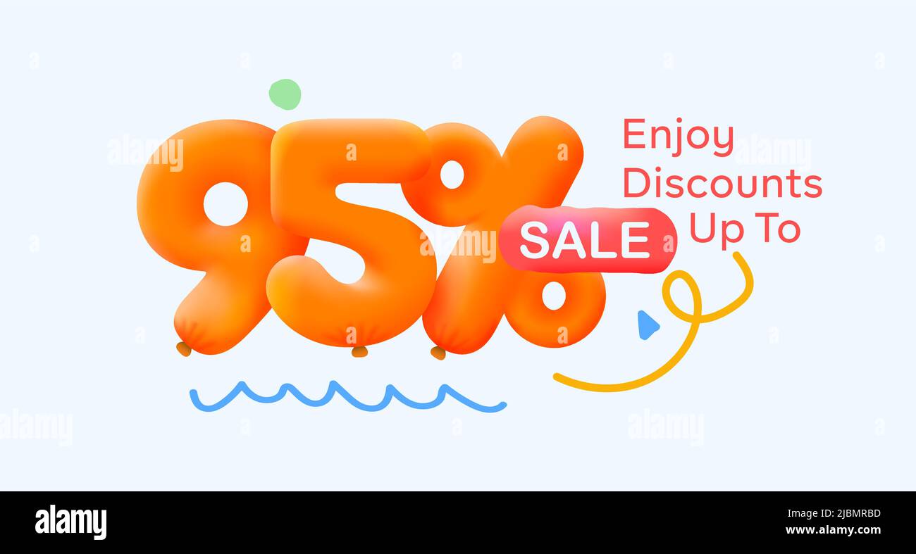 Special offer sale 95% discount 3D number Yellow tag voucher vector ...