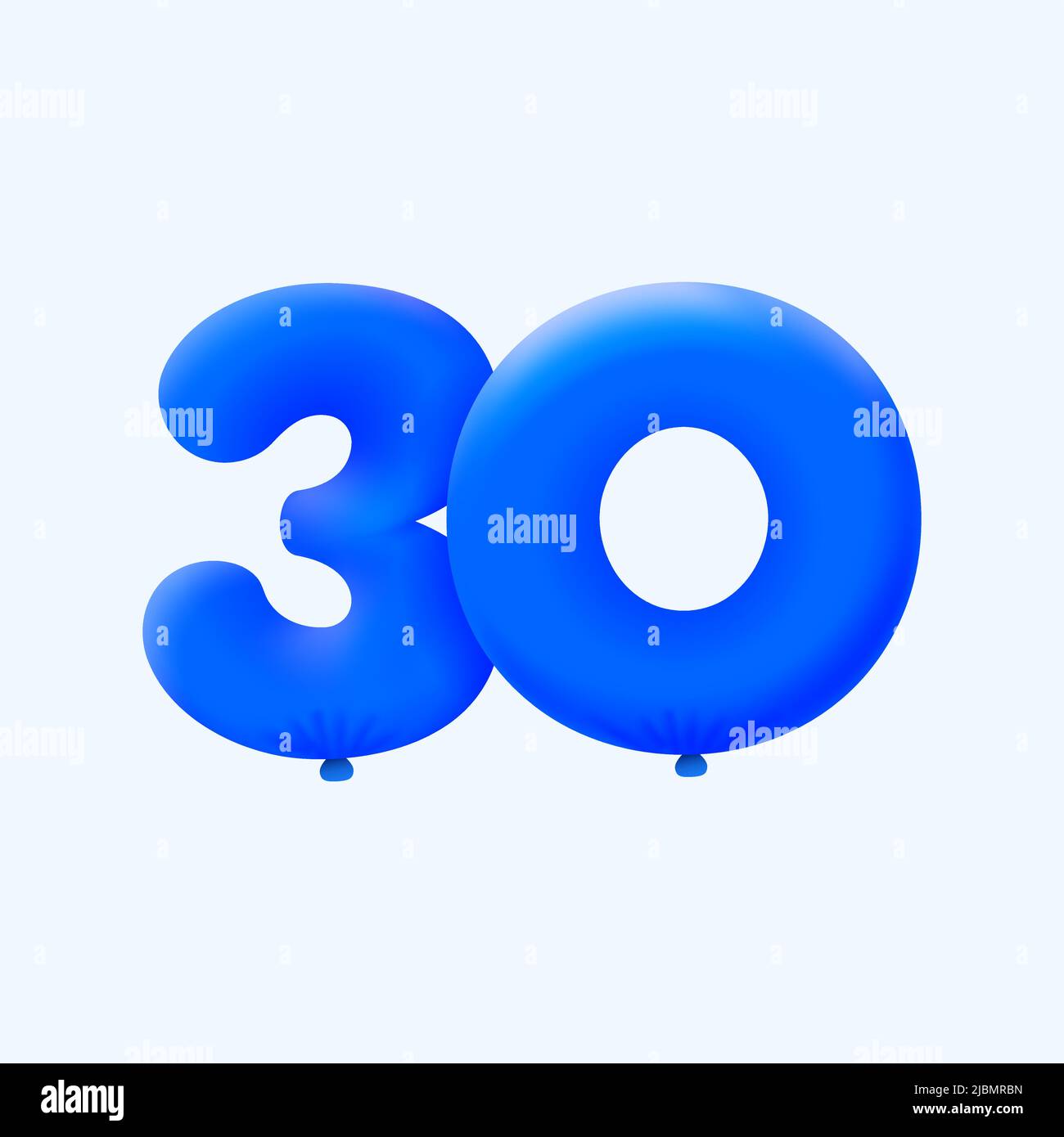 Blue 3D number 30 balloon realistic 3d helium blue balloons. Vector ...