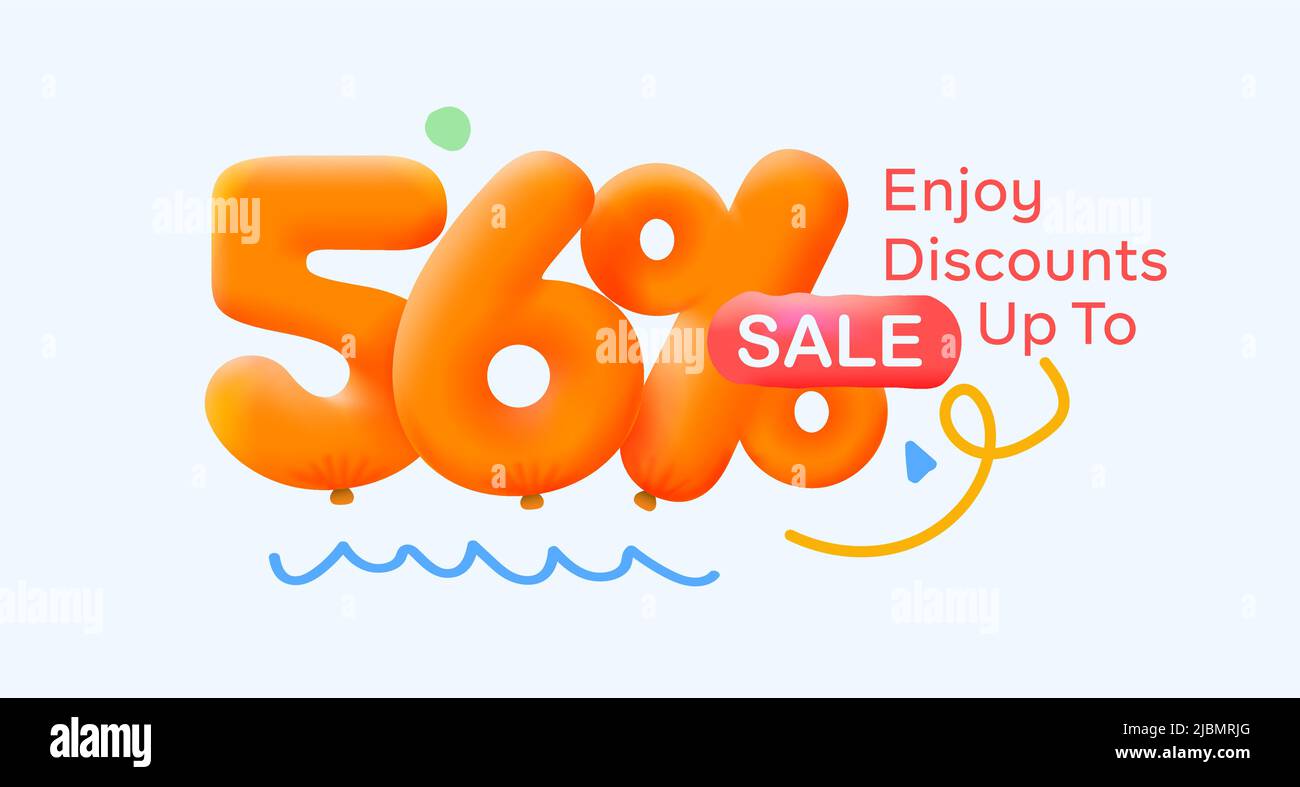 Special offer sale 56% discount 3D number Yellow tag voucher vector ...