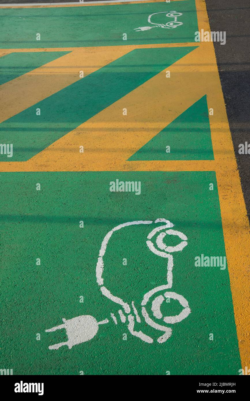 Italy, Lombardy, Roadsign of Free Electric Car Charging Station Stock ...