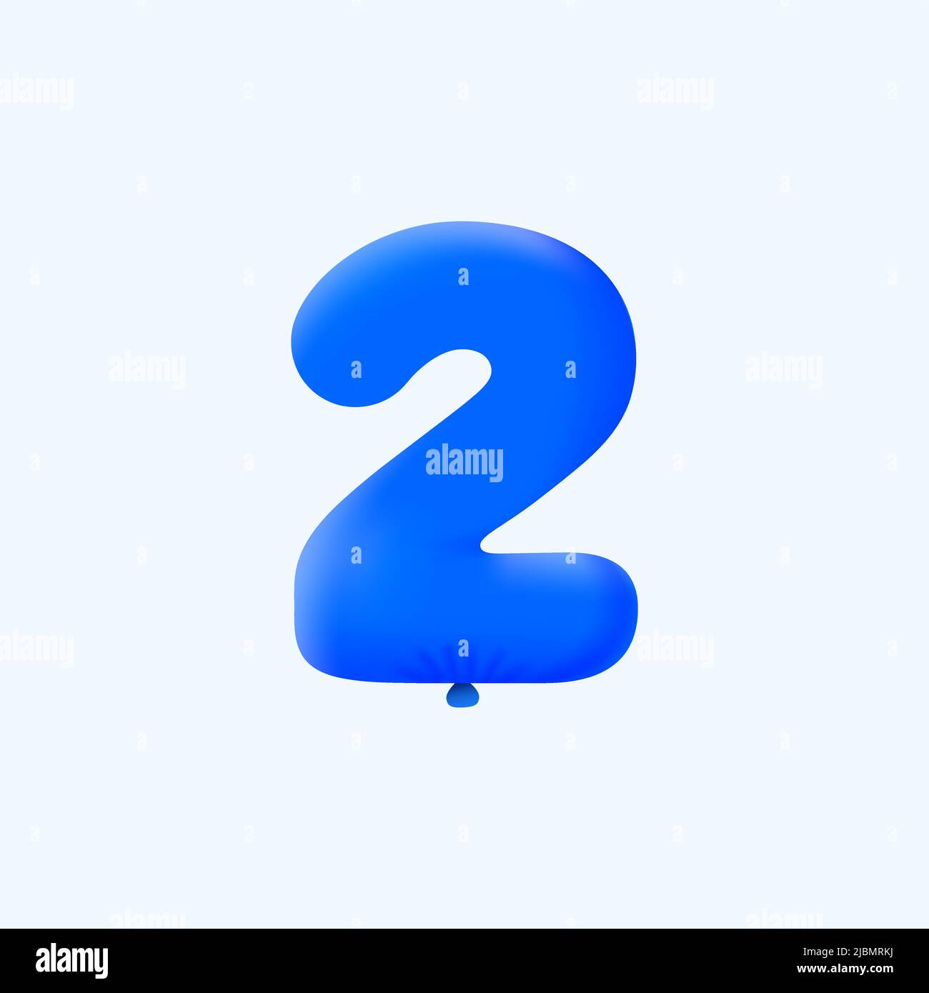 Blue 3D number 2 balloon realistic 3d helium blue balloons. Vector ...