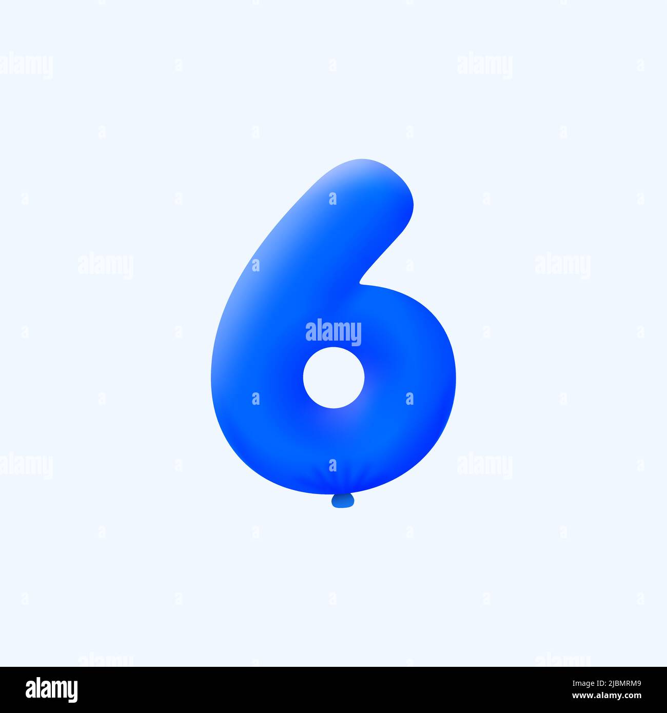 Blue 3D number 6 balloon realistic 3d helium blue balloons. Vector ...