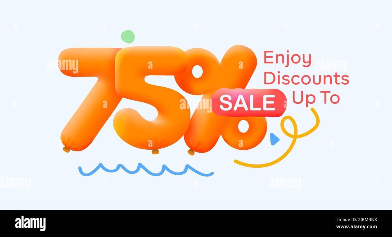 Special offer sale 75% discount 3D number Yellow tag voucher vector ...