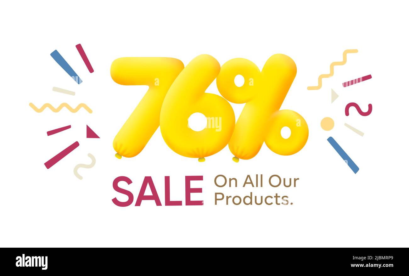 Special offer sale 76% discount 3D number Yellow tag voucher vector ...