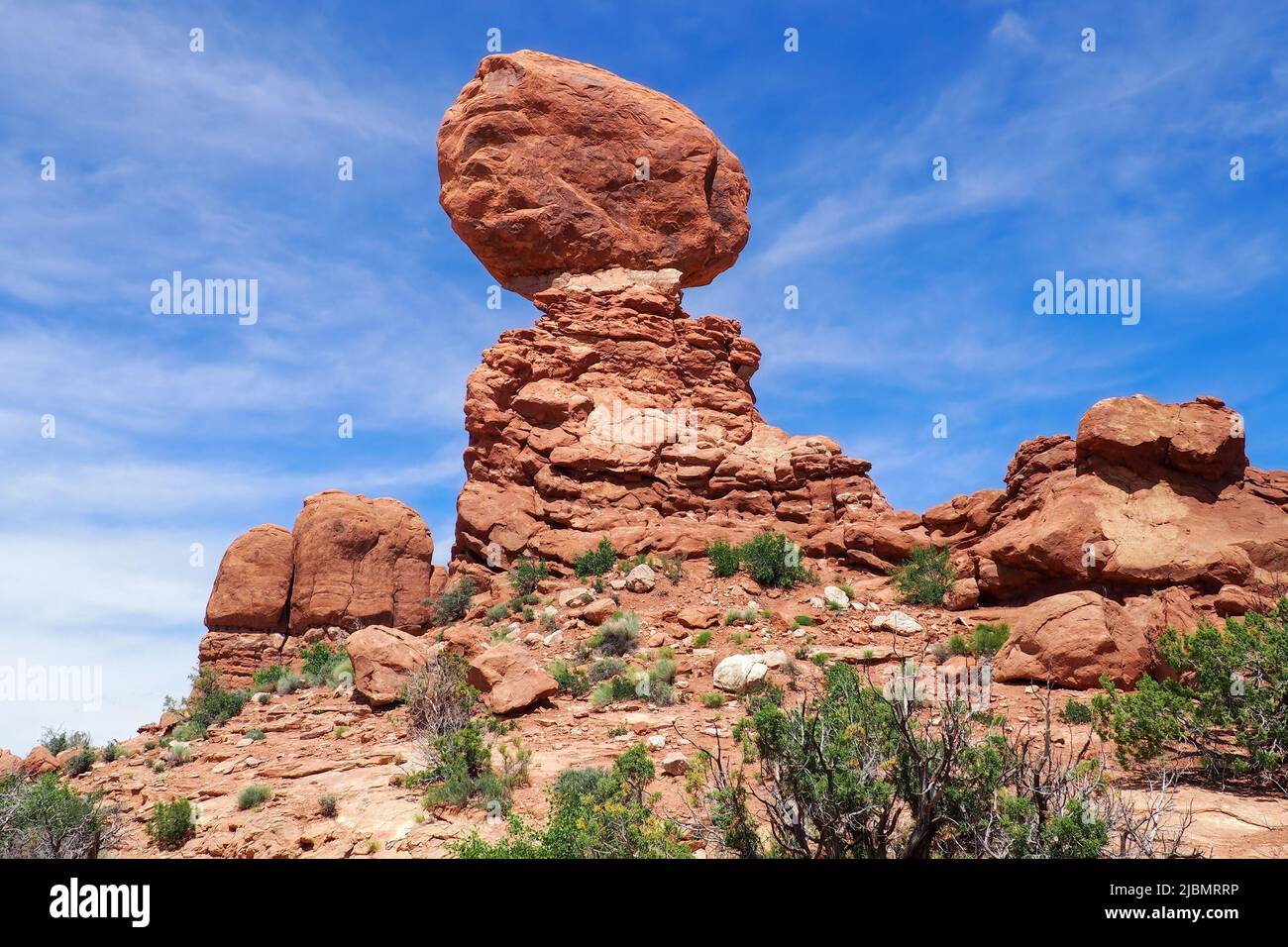 Balanced Rock formation in the Arches National Park, Utah, USA. Bizzare ...