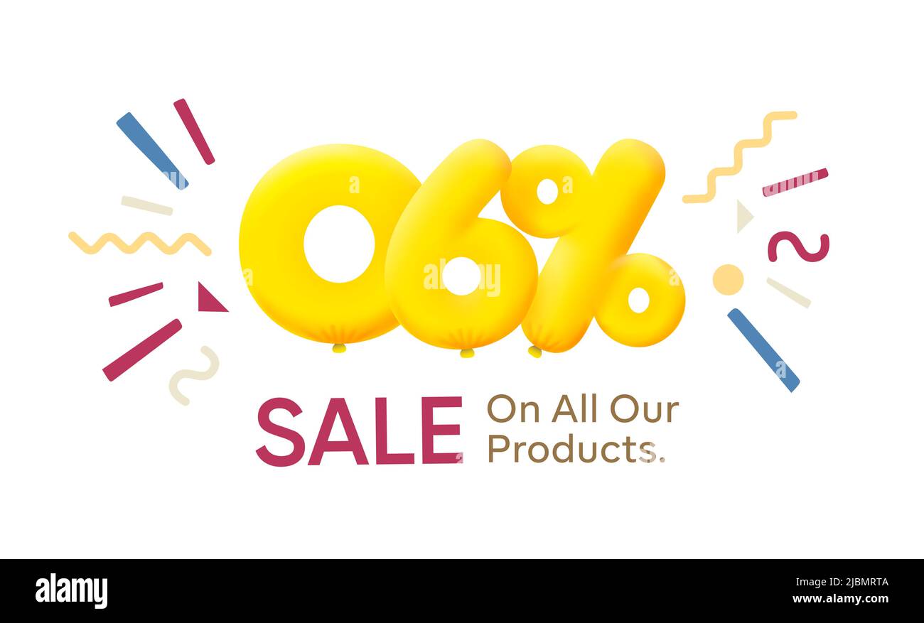 Special offer sale 6% discount 3D number Yellow tag voucher vector ...