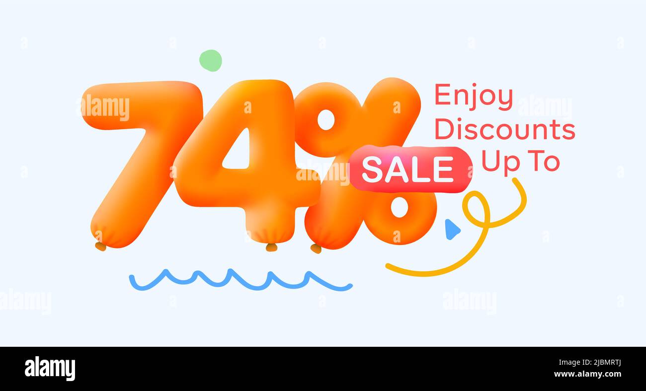 Special offer sale 74% discount 3D number Yellow tag voucher vector ...