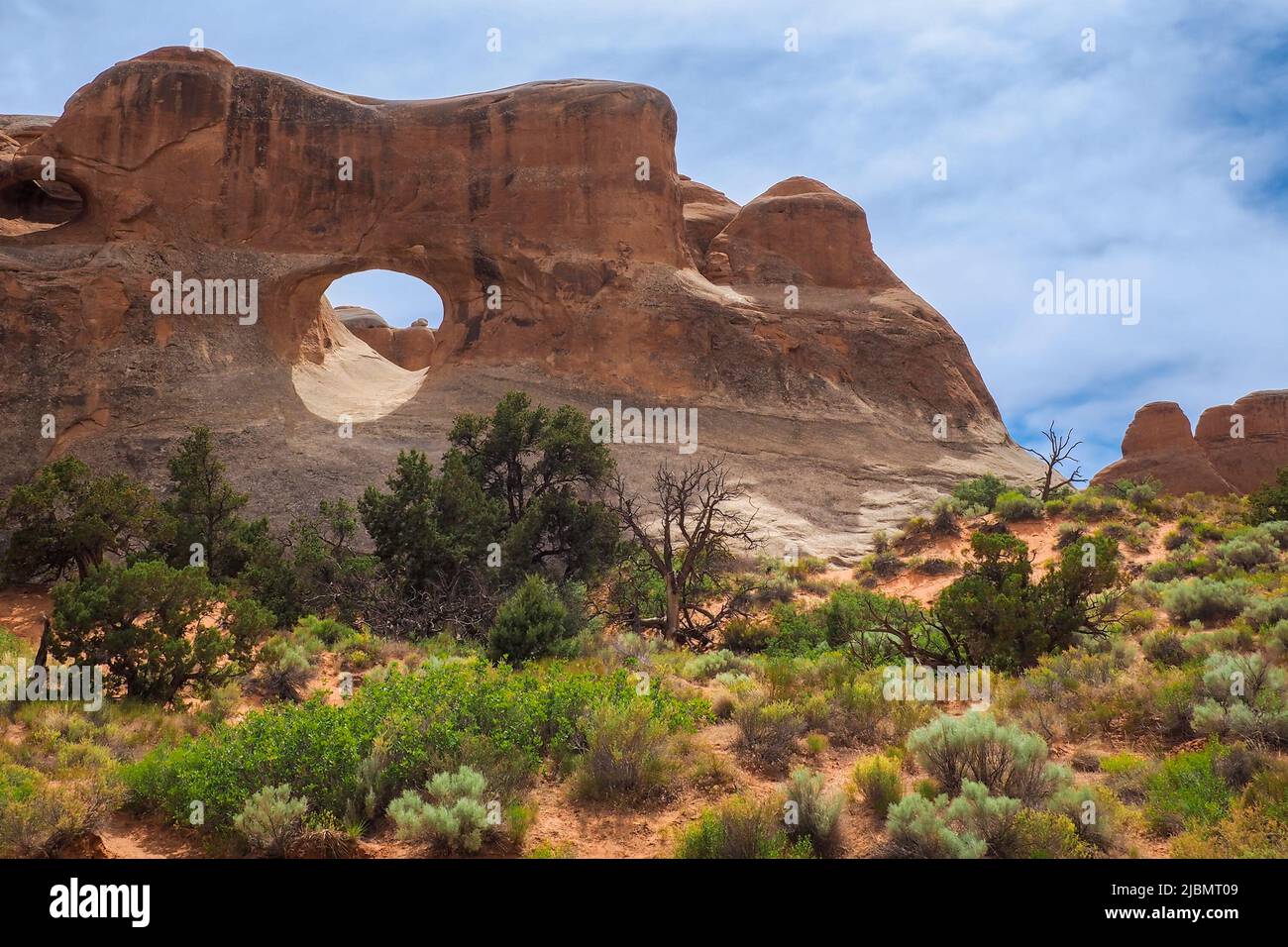 View through Tunnel arch in Arches National Park, Utah, USA. Natural ...