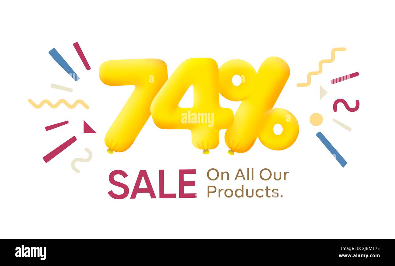 Special offer sale 74% discount 3D number Yellow tag voucher vector ...