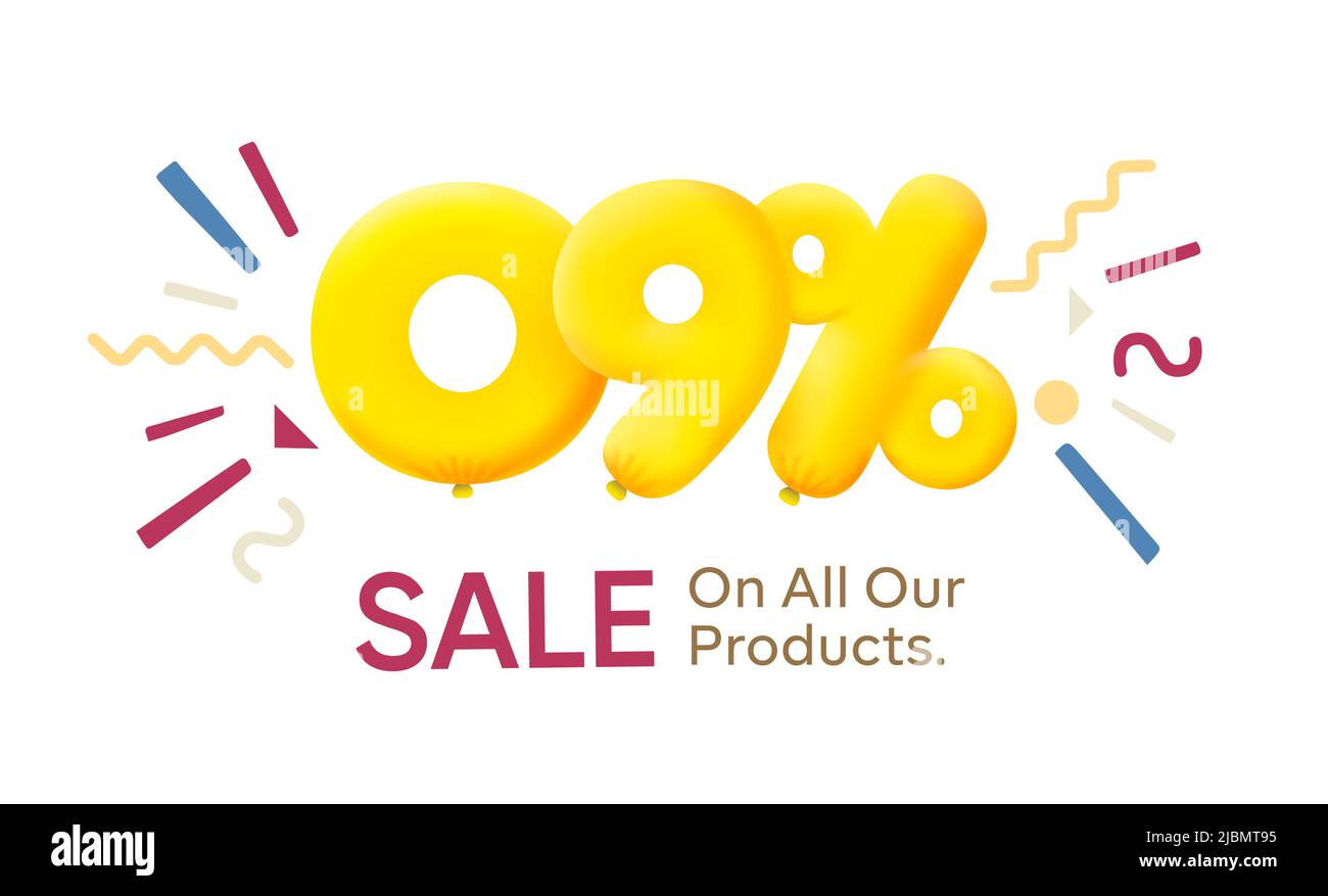 Special offer sale 9% discount 3D number Yellow tag voucher vector ...