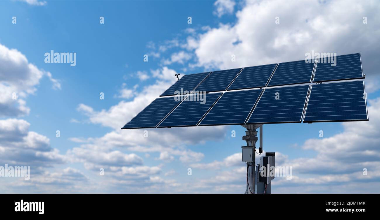 Solar panel with sun orientation system Stock Photo - Alamy