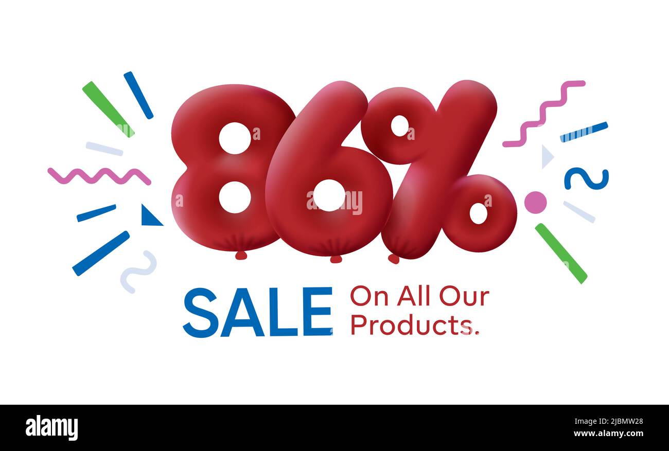 Special summer sale banner 86% discount in form of 3d balloons Red ...