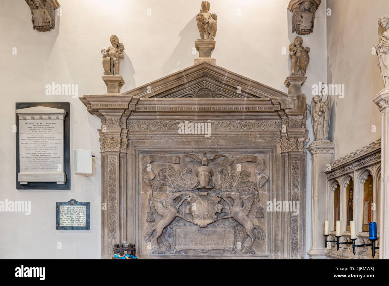 Full view of Gregory Cromwell's tomb monument, ornate sculpture in the ...