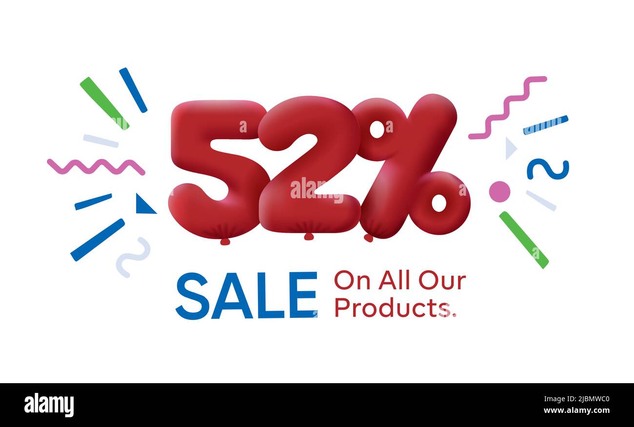Special summer sale banner 52% discount in form of 3d balloons Red ...