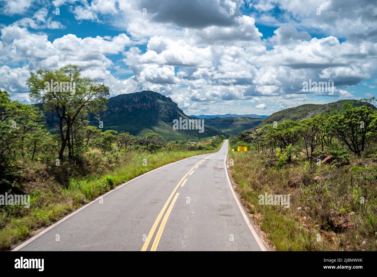 open asphalt road in natural mountain landscape Stock Photo - Alamy