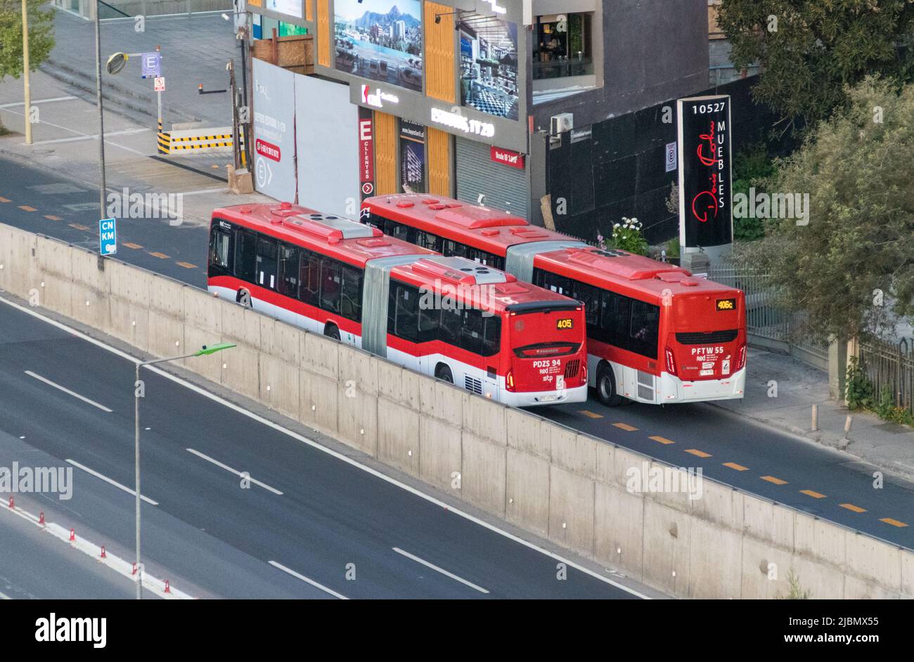 Transit bus in Las Condes, operated by Metbus in Santiago, Chile Stock ...