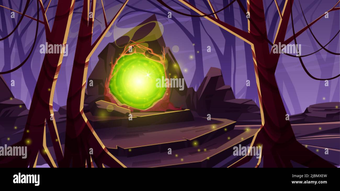 Magic portal in forest on top of stone stairs, mysterious landscape ...