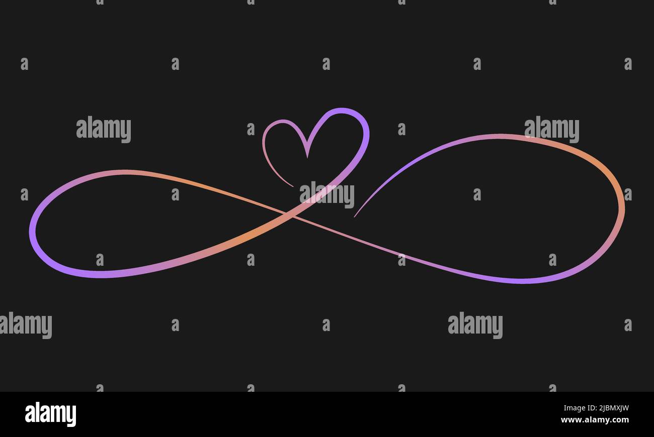 Love heart In the sign of infinity. Sign on postcard to Valentines day ...