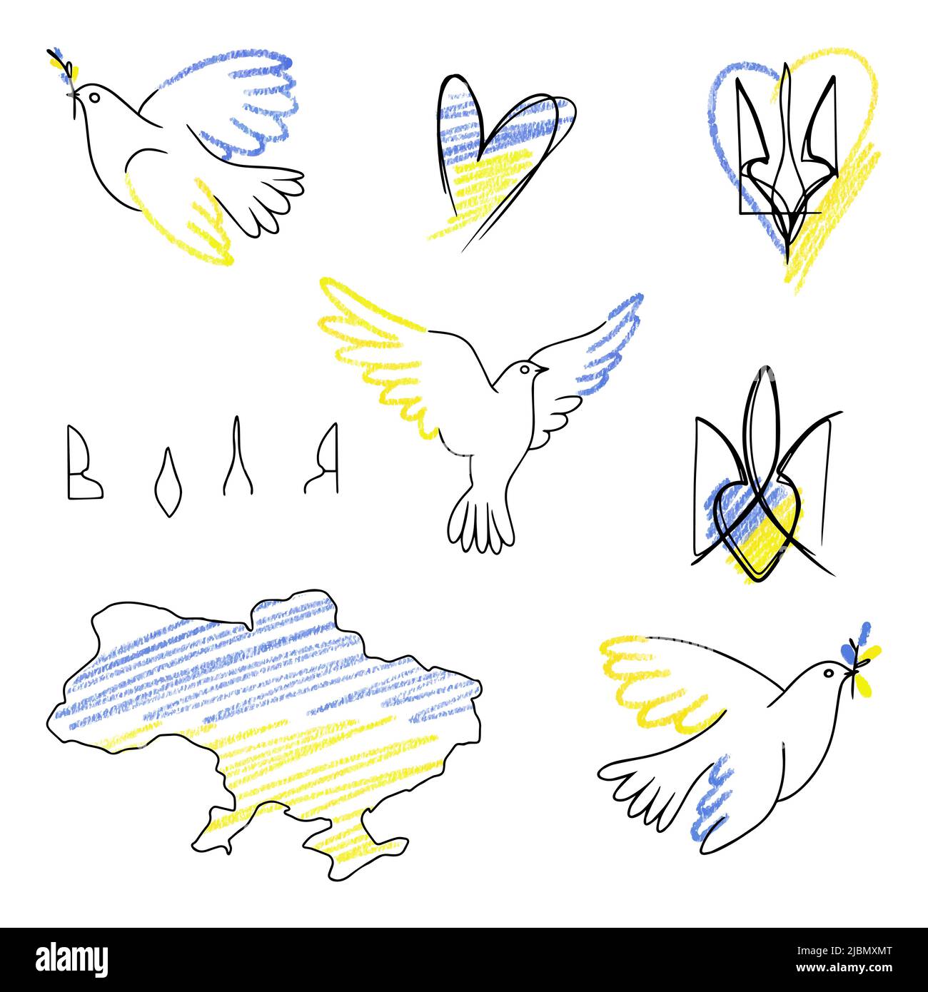 Set No war in Ukraine, symbol and elements of Ukraine Stock Vector ...