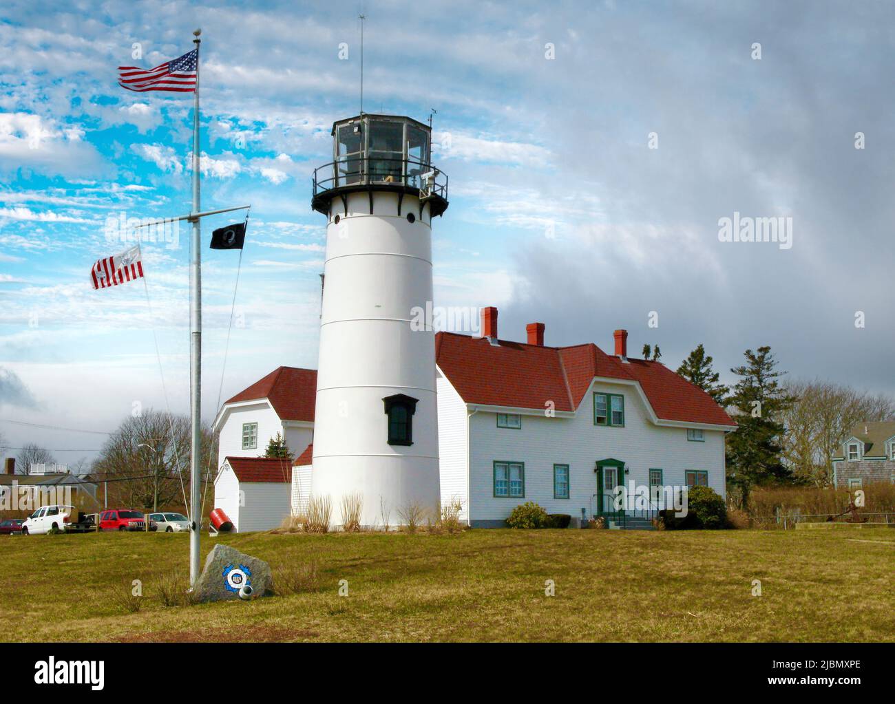 Historic Lighthouse and Coast Guard Station at Chatham, Cape Cod Stock ...