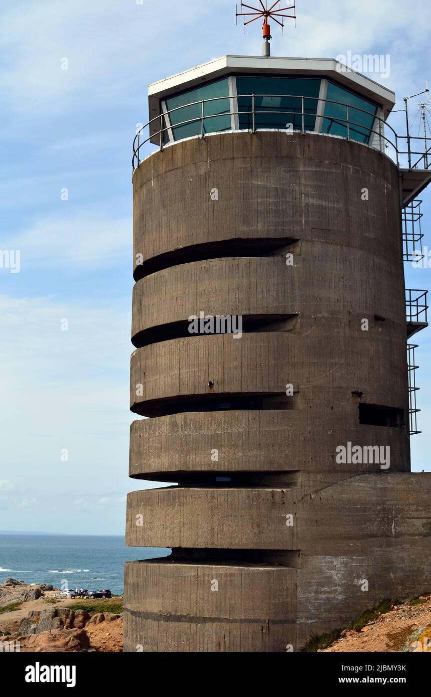 UK, Jersey Island, German WWII watchtower and bunker at La Corbiere ...