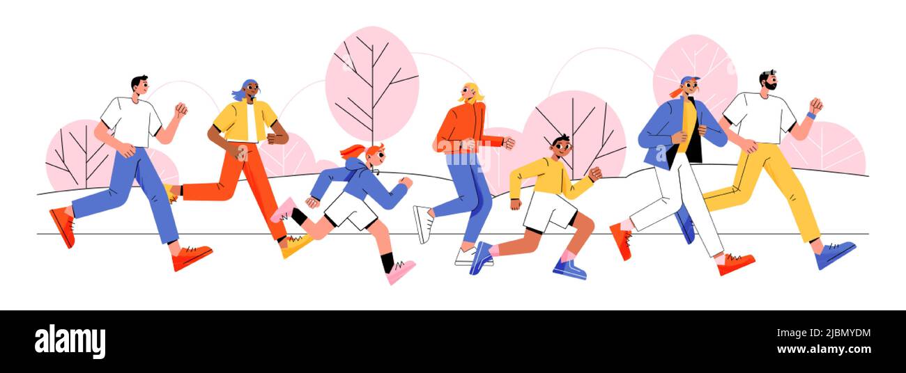 People jogging in park. Concept of sport activity, outdoor exercises ...