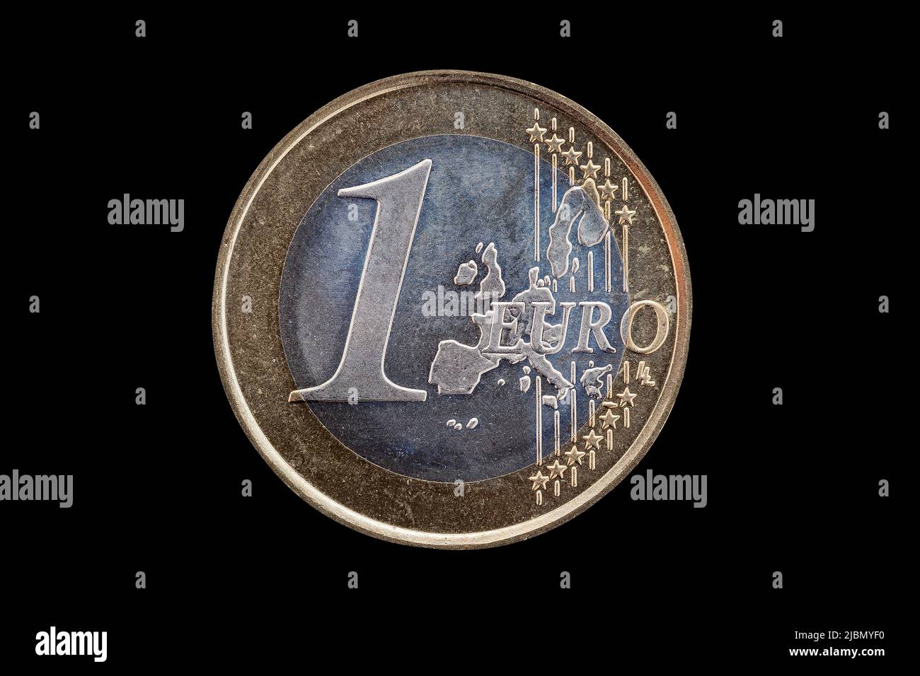 One Euro coin of Ireland (Eire) dated 2005 cut out and isolated on a ...