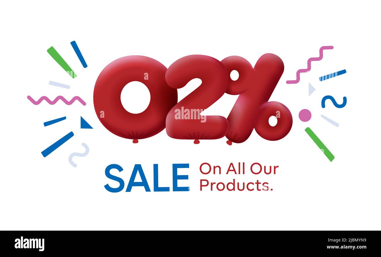 Special summer sale banner 2% discount in form of 3d balloons Red ...