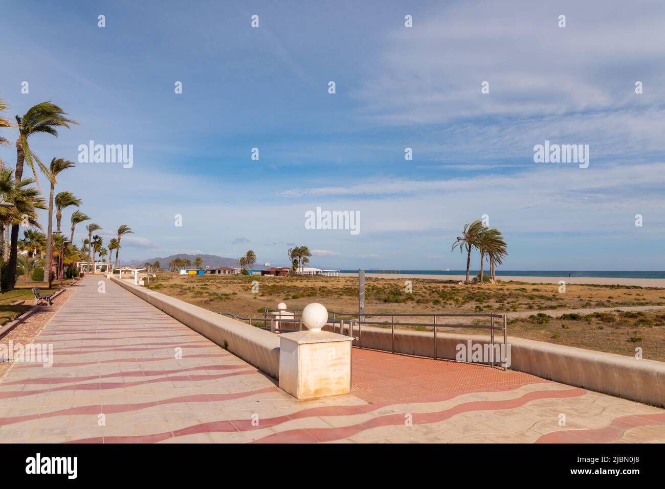 VERA, SPAIN - 23 JANUARY 2019 Recreational path in a Spanish town ...