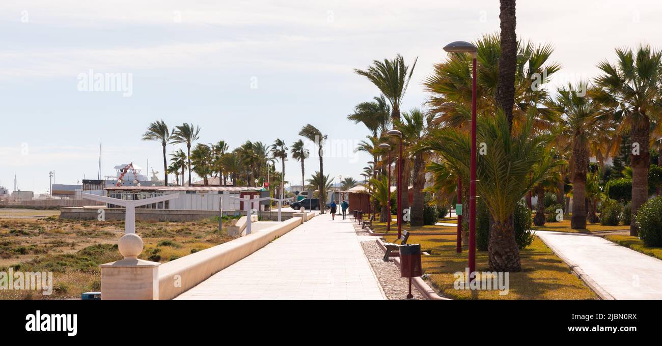 VERA, SPAIN - 23 JANUARY 2019 Recreational path in a Spanish town ...