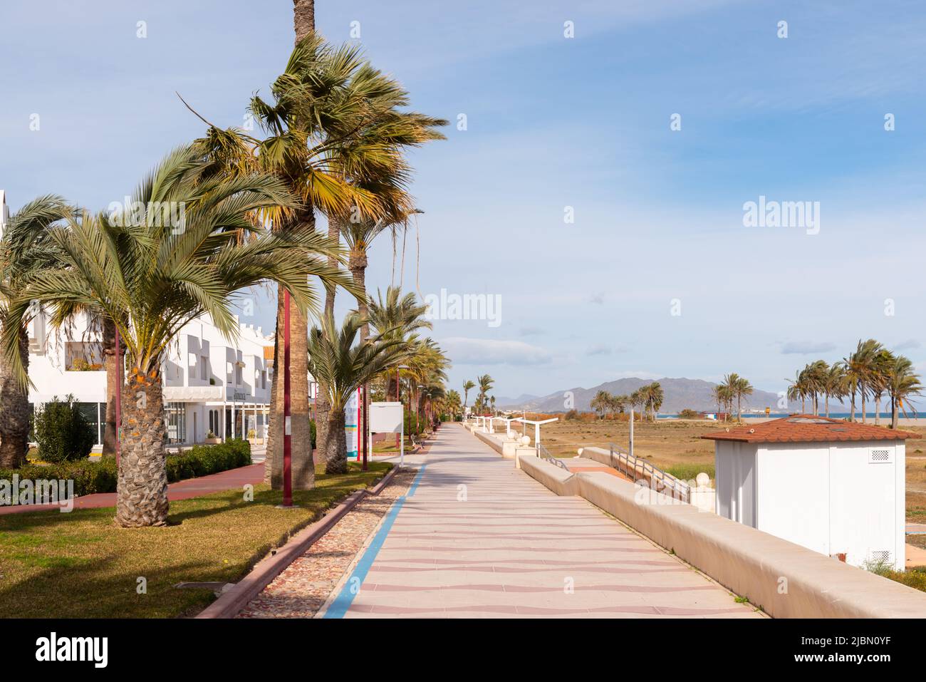 VERA, SPAIN - 23 JANUARY 2019 Recreational path in a Spanish town ...