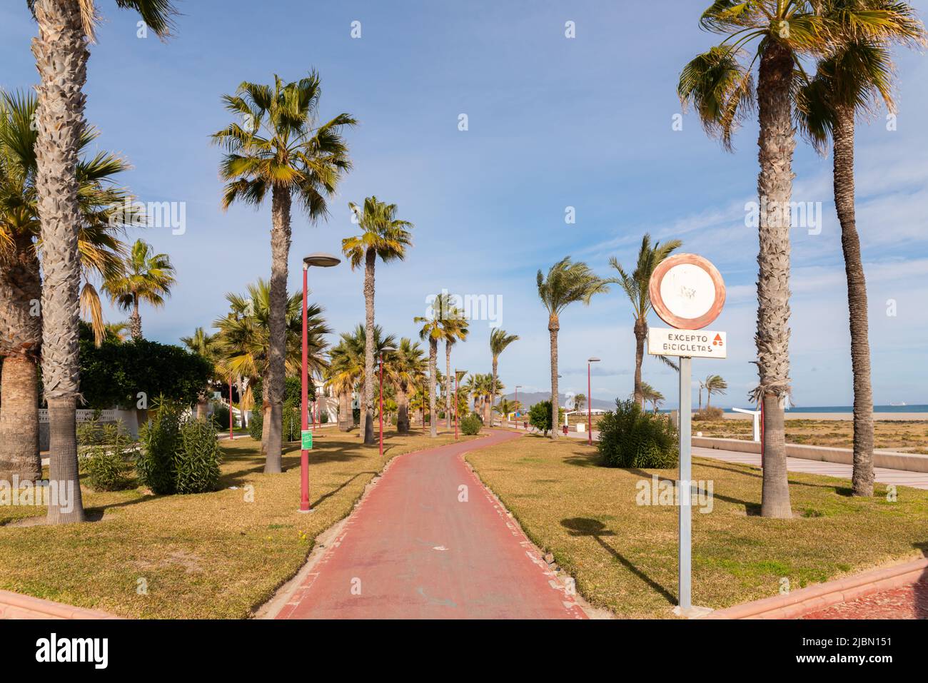 VERA, SPAIN - 23 JANUARY 2019 Recreational path in a Spanish town ...