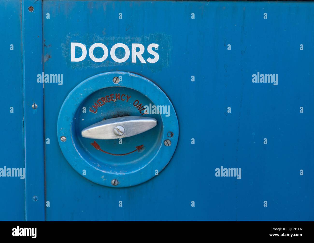 Rotary bus door handle with Emergency Only and directional arrow ...