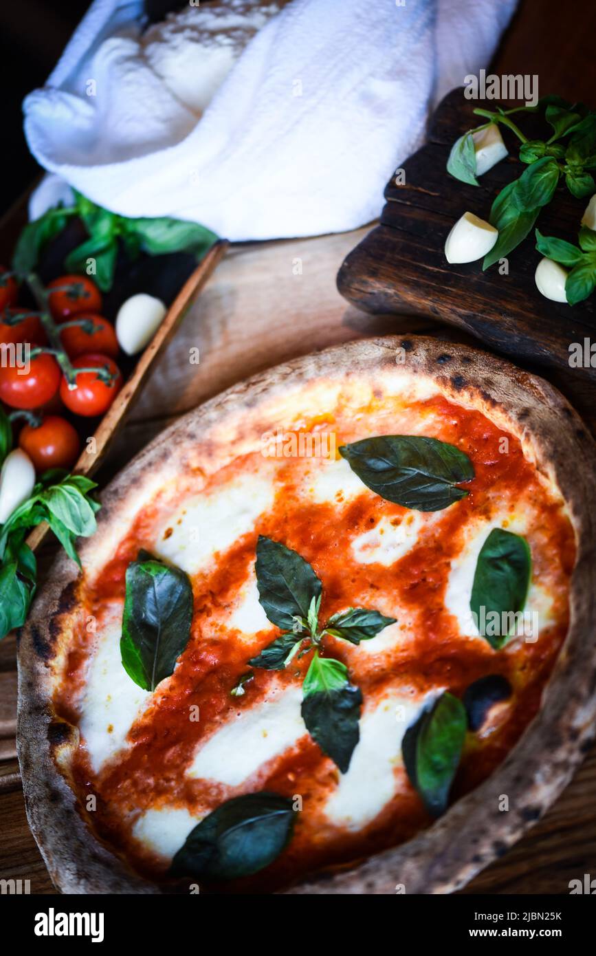 delicious Italian pizza with fresh ingredients Stock Photo - Alamy