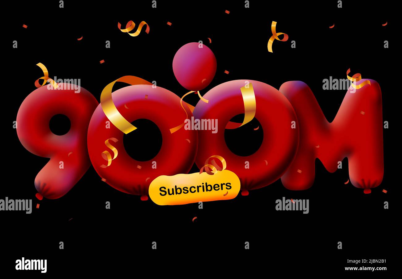Banner With 900m Followers Thank You 3d Red Balloons And Colorful