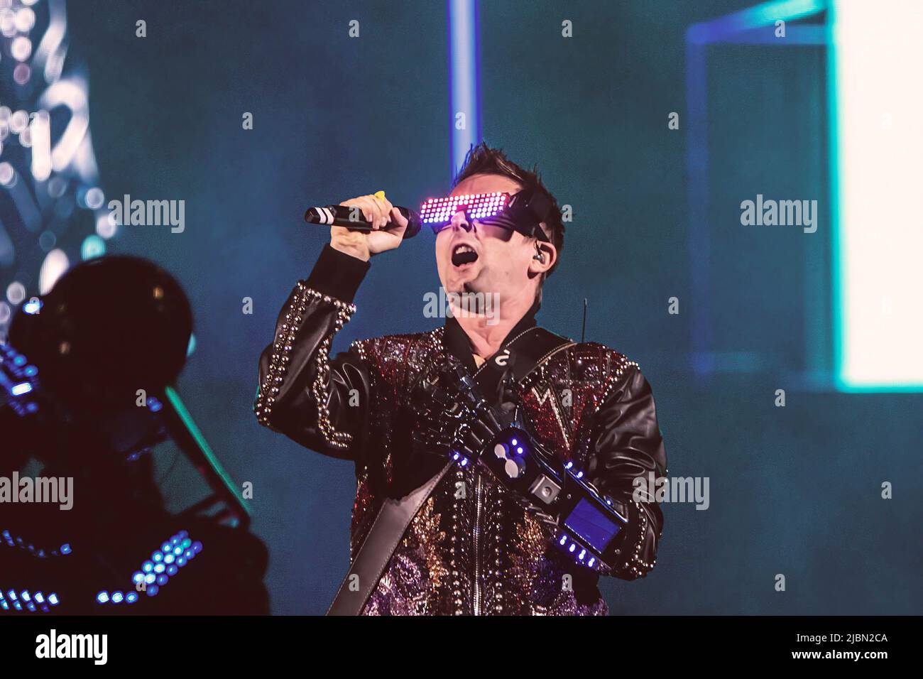 Matt Bellamy Of Muse Band Performs Live On Stage During Their