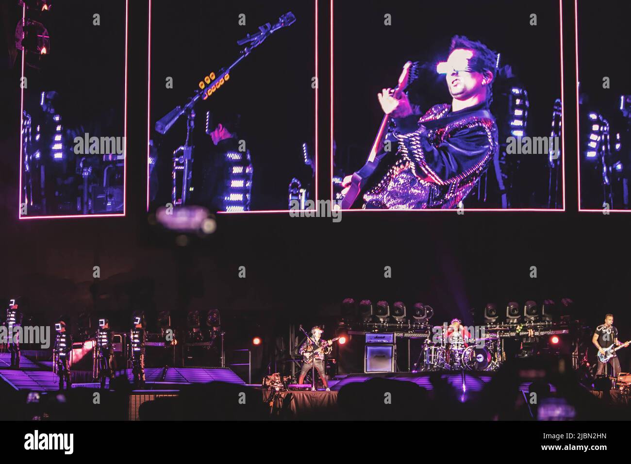 Muse band perform live on stage during their Simulation Theory tour at ...