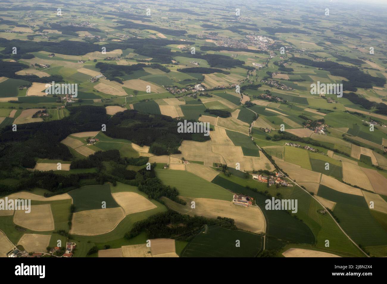 farmed fields Munchen bavaria germany area aerial landscape from ...