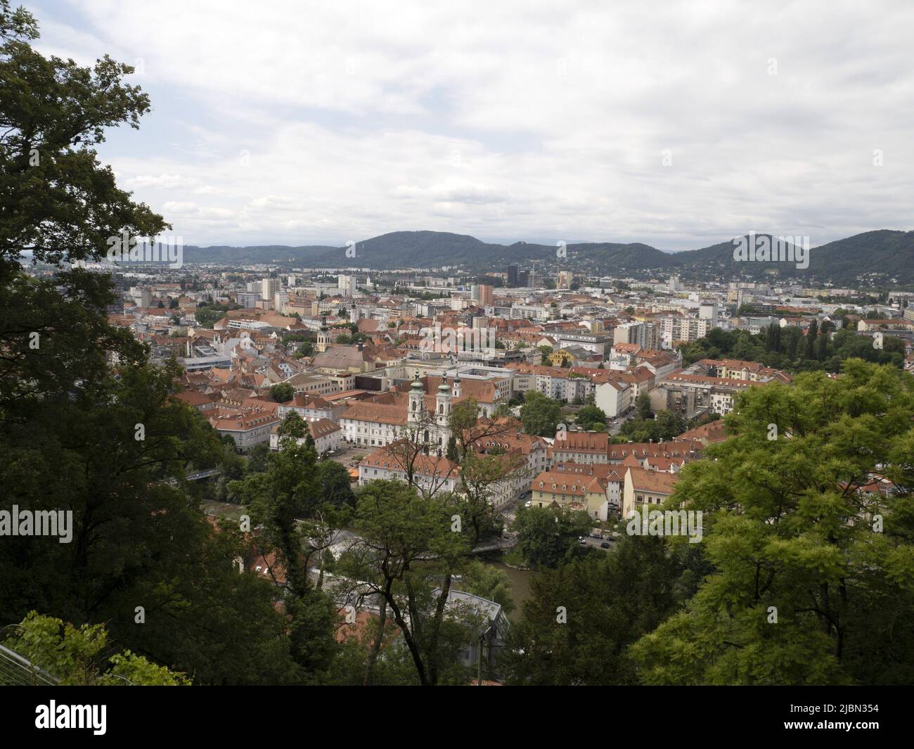 Graz Austria aerial panorama from clock tower view Stock Photo - Alamy