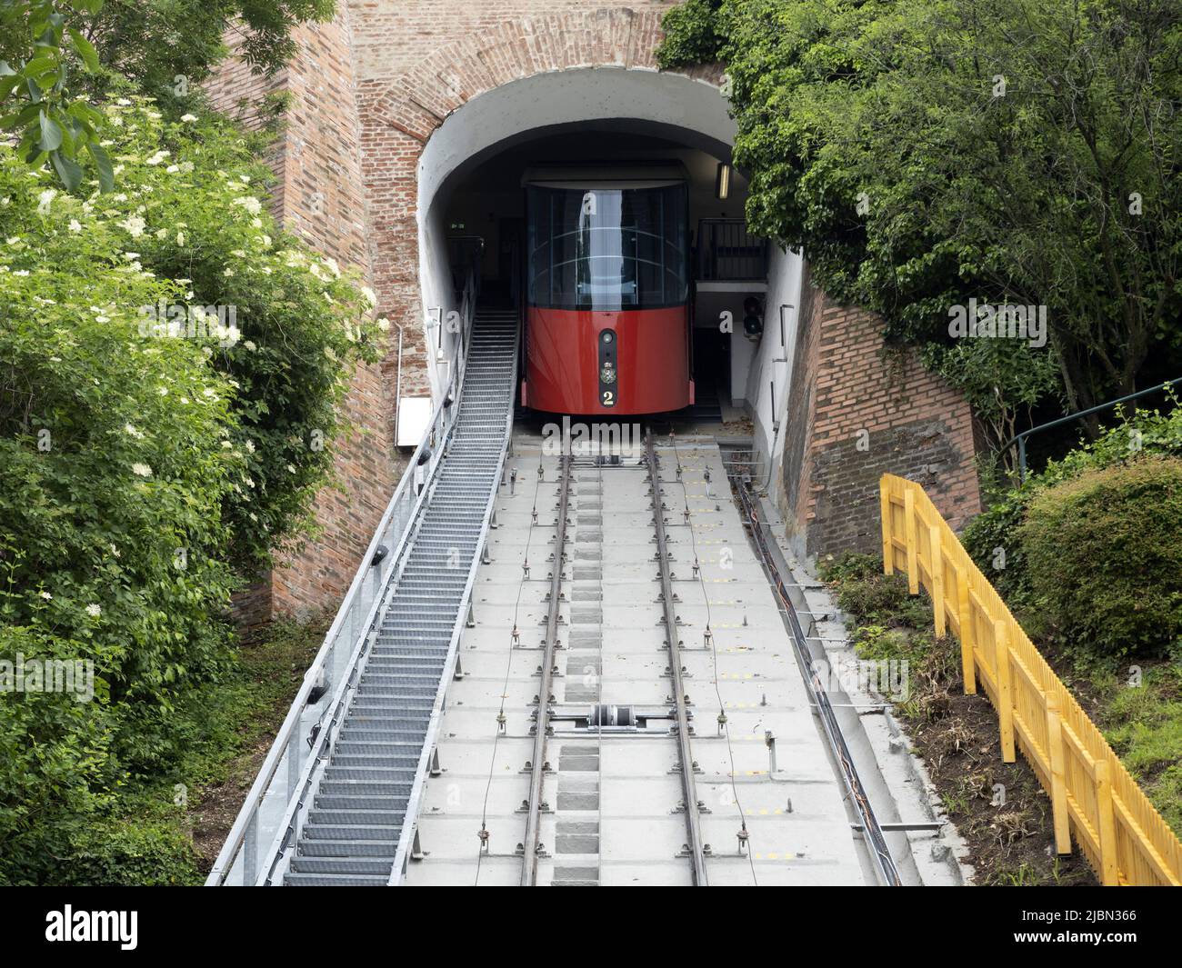Graz Austria funicolar railway transportation to clock tower Stock ...