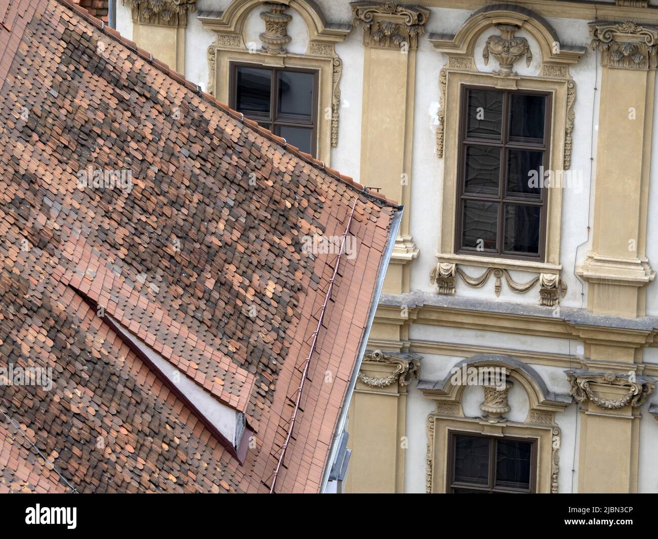 Graz austria roofs details tiles view cityscape Stock Photo - Alamy