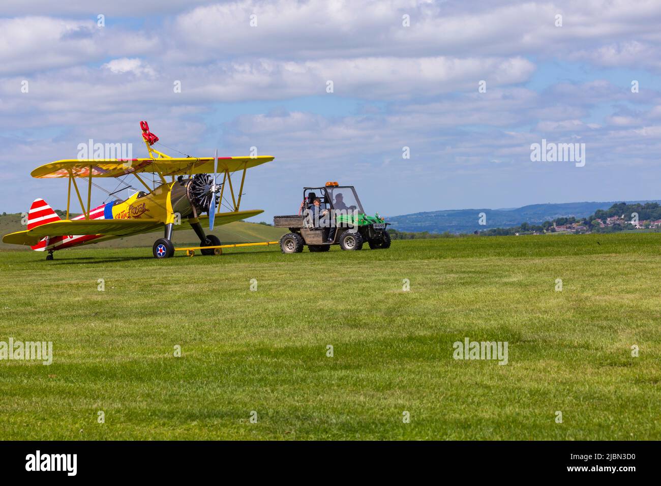 Towing biplane bi plane ready for wingwalking wing walking at Compton ...