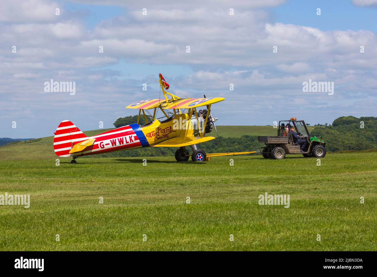 Towing biplane bi plane ready for wingwalking wing walking at Compton ...