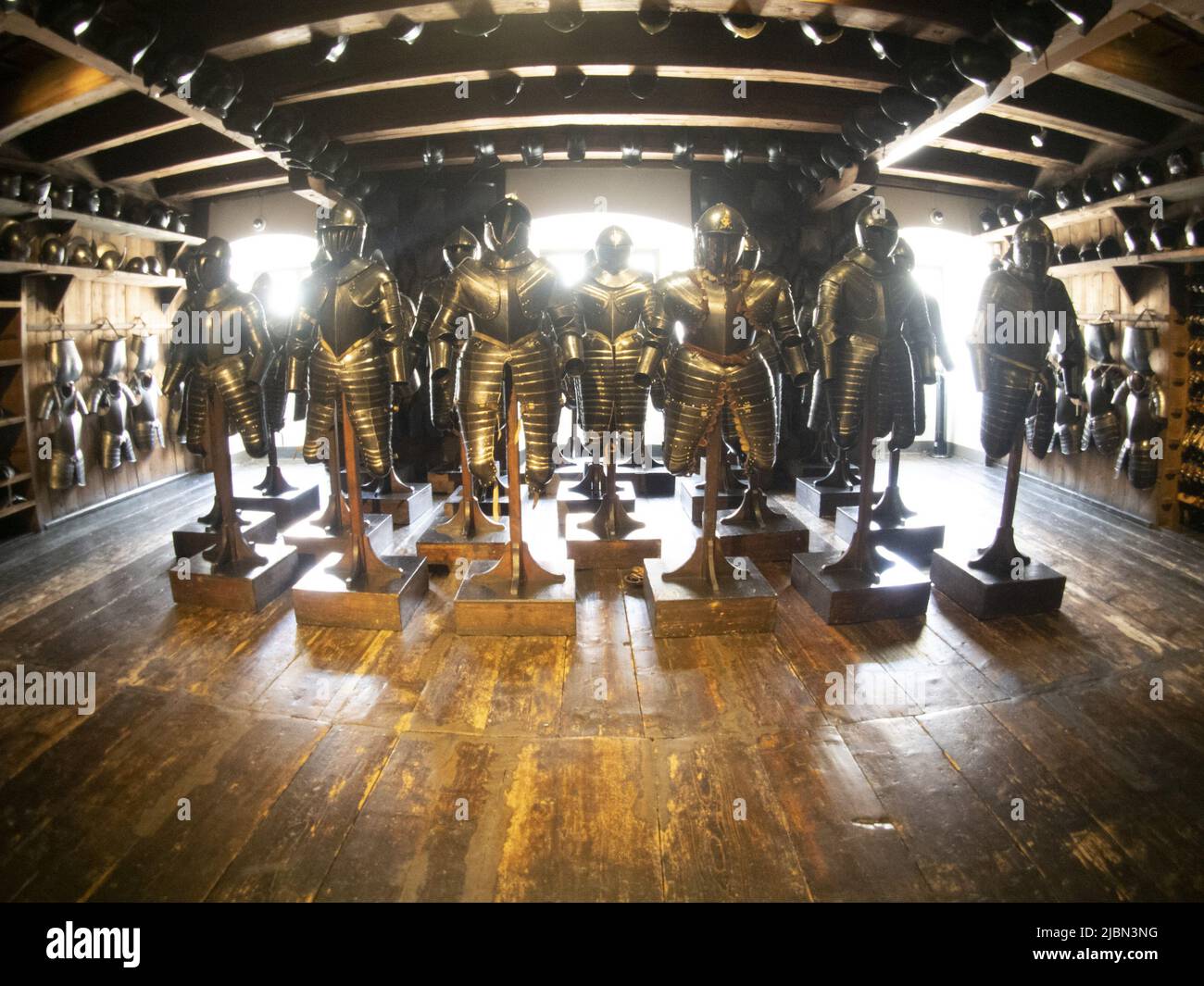 many medieval iron metal armors detail Stock Photo - Alamy