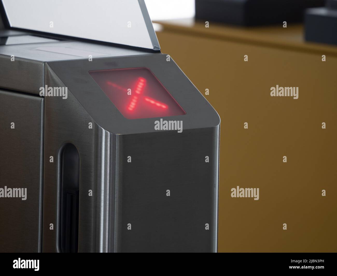 airport gate boarding pass automatic check machine detain no pass Stock ...