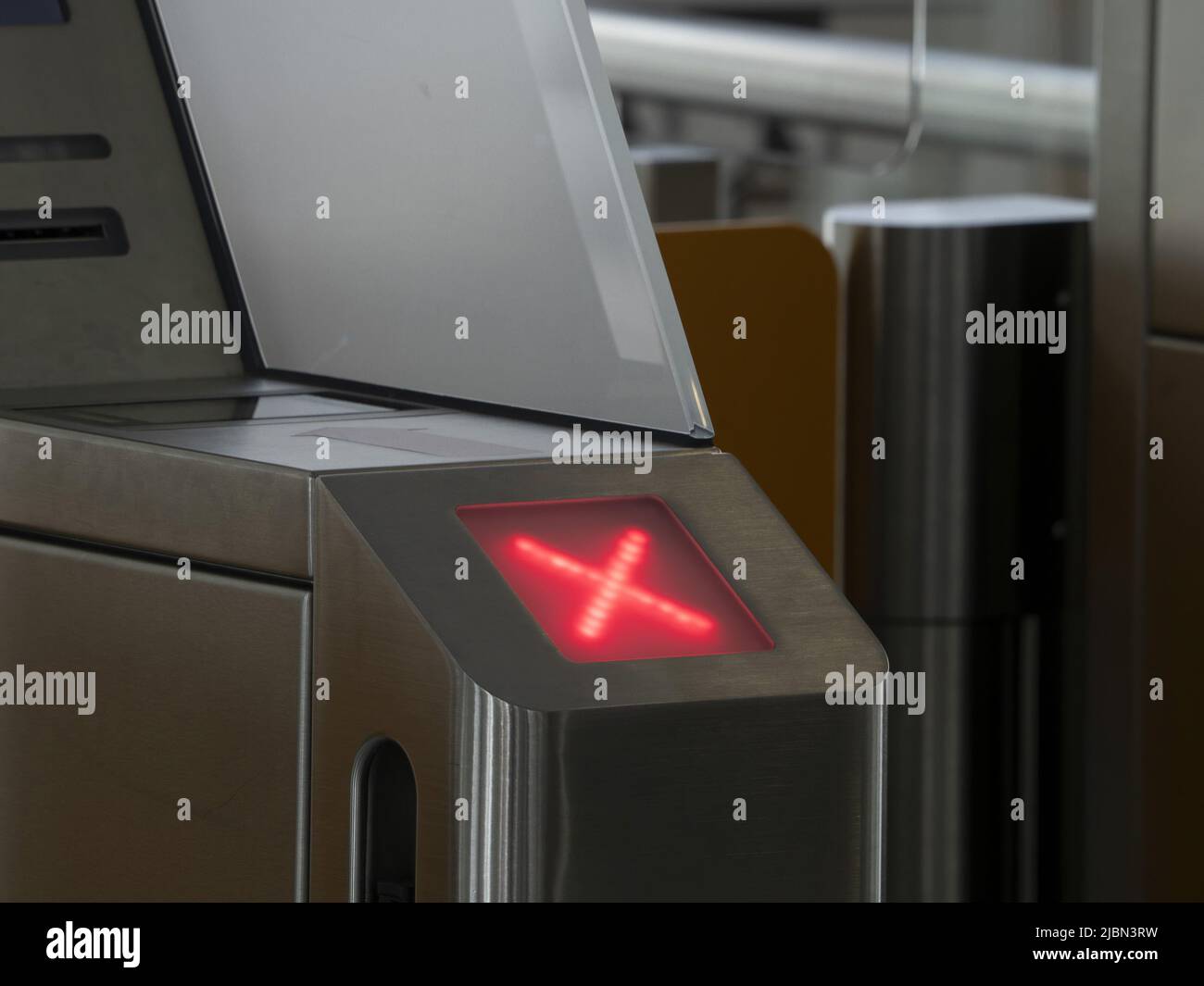 airport gate boarding pass automatic check machine detain no pass Stock ...