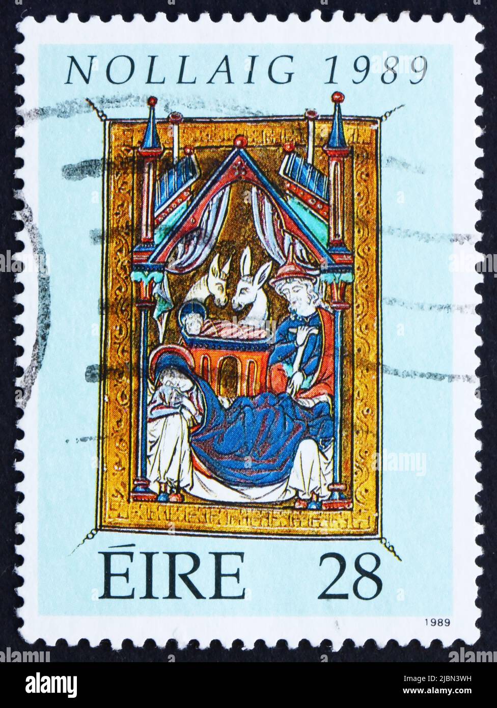 IRELAND - CIRCA 1989: a stamp printed in the Ireland shows Nativity ...