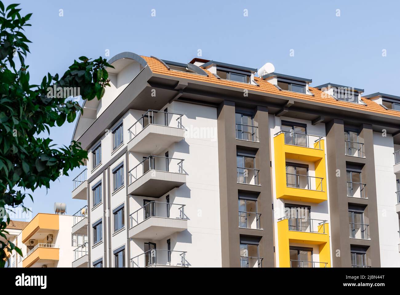 A block of modern European residential apartment buildings. Abstract ...