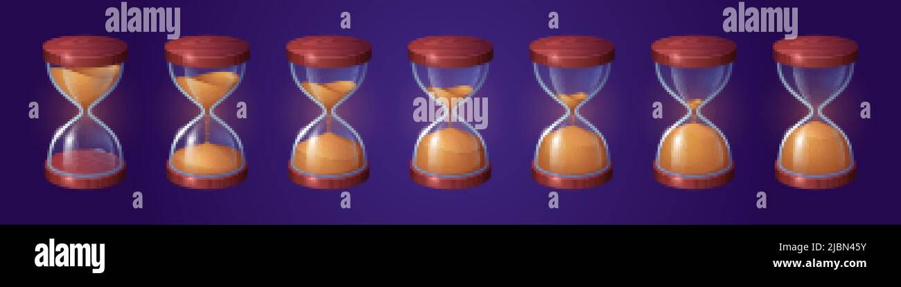 Hourglass animation sprite sheet. Glass clock with falling sand ...