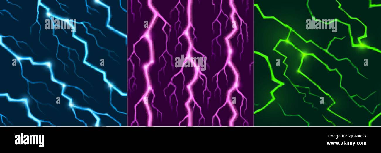 Game textures with electric lightnings, light flashes effect in storm ...